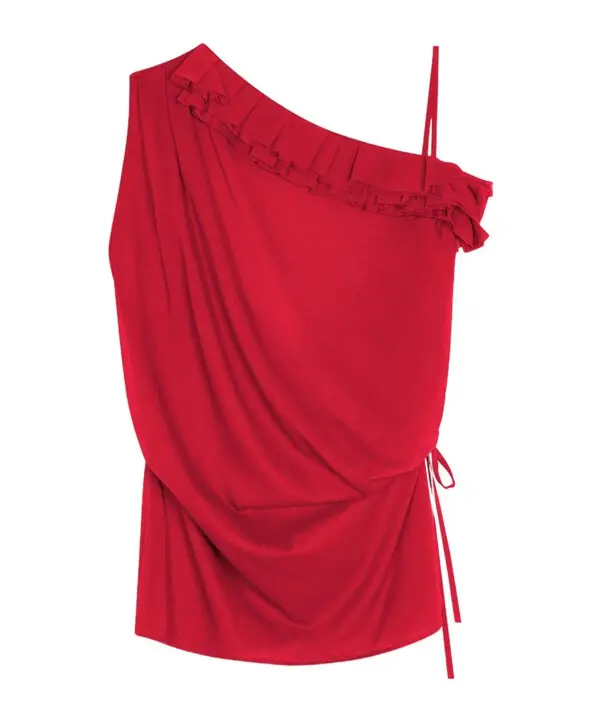 Dries Van Noten Ruffled One-shoulder Silk Top