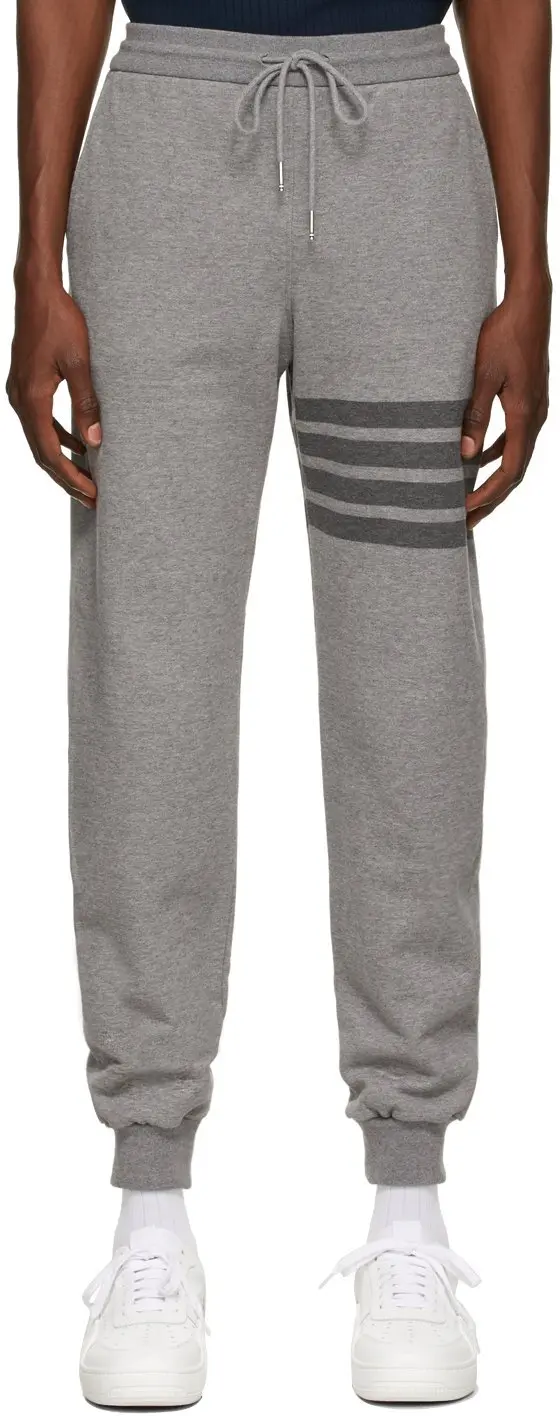 Thom Browne 4-bar Drawstring Track Pants - Medium Gray