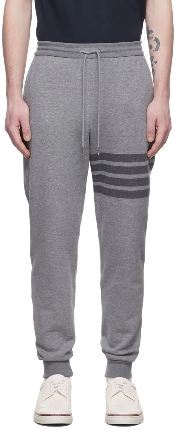 Thom Browne 4-bar Drawstring Track Pants - Medium Gray