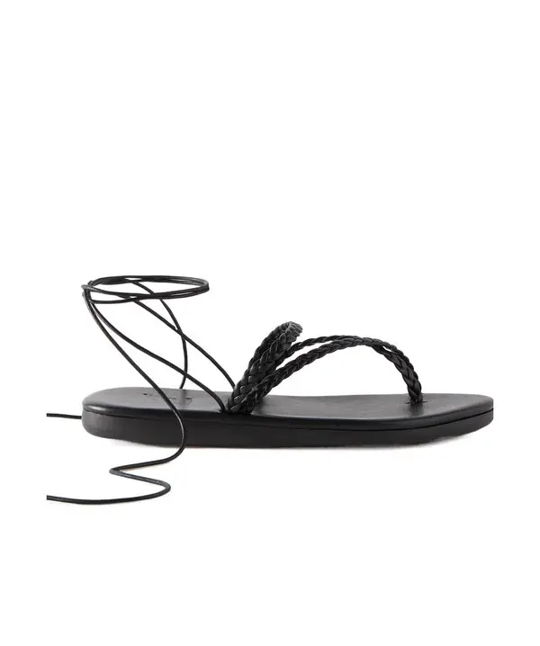 ANCIENT GREEK SANDALS Plage Braided Lace-up Sandals - Black