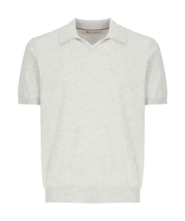 Brunello Cucinelli Short-sleeved Fine-knitted Polo Shirt - Light Gray