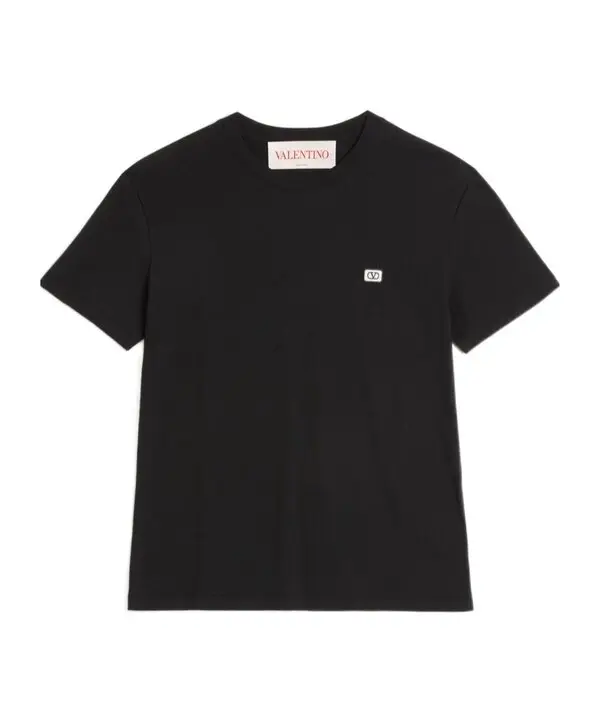 Valentino Garavani Vlogo Embroidered Crewneck T-shirt - Black