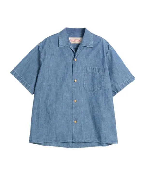 Valentino Garavani Straight Hem Denim Bowling Shirt