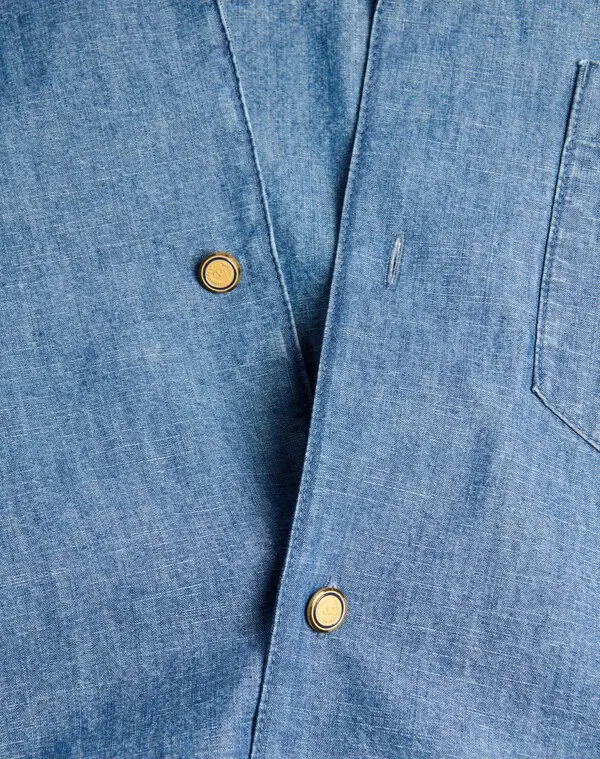 Valentino Garavani Straight Hem Denim Bowling Shirt