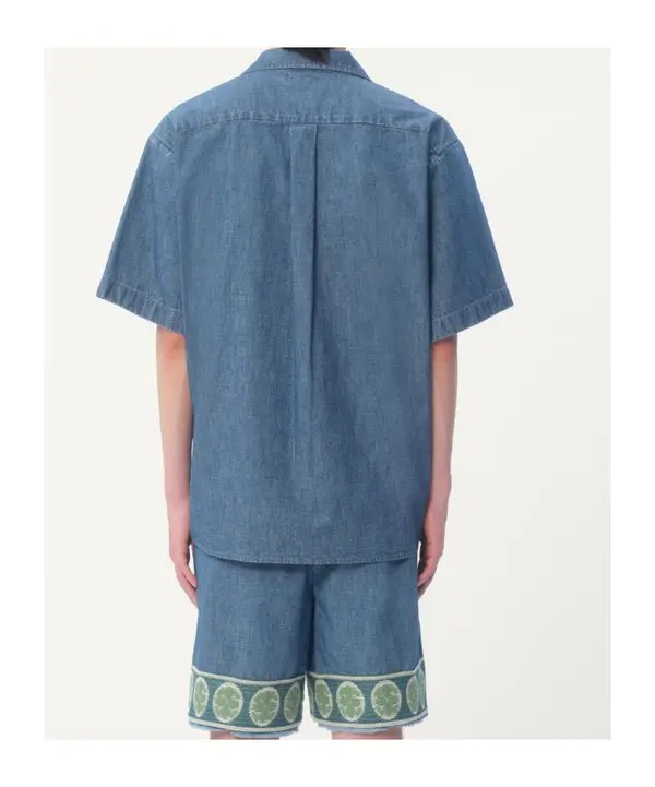 Valentino Garavani Straight Hem Denim Bowling Shirt