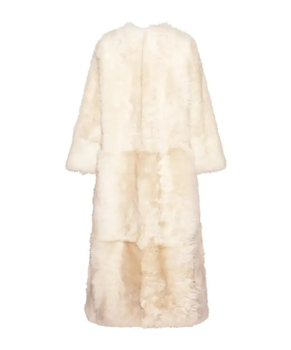 YVES SALOMON Extra Long Toscana Lambskin Coat - White