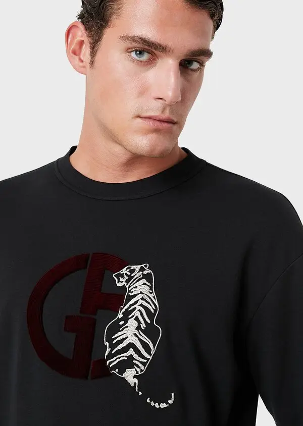 Giorgio Armani Embroidered Tiger Logo T-shirt