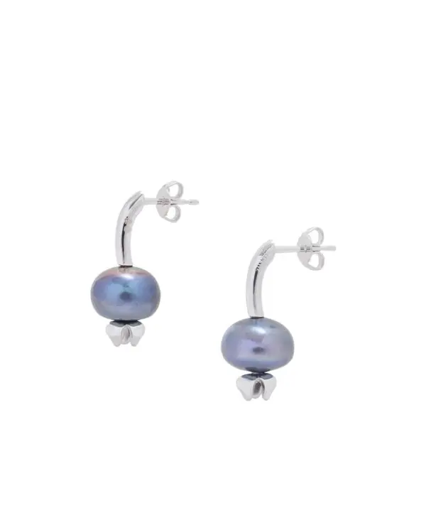 Loewe Blueberry Earrings In Sterling Silver And Pearl - Silver/blue