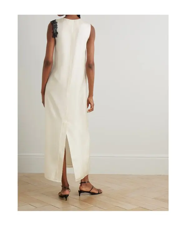 RÓHE Sleeveless Silk Dress With Lace Detail
