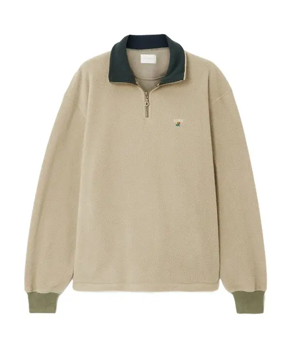 Aimé Leon Dore Fleece Half-zip Sweatshirt With Ribbed Cuffs - Nude