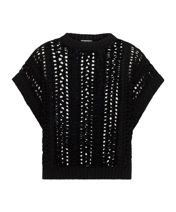 Brunello Cucinelli Ribbed Net Jumper - Black