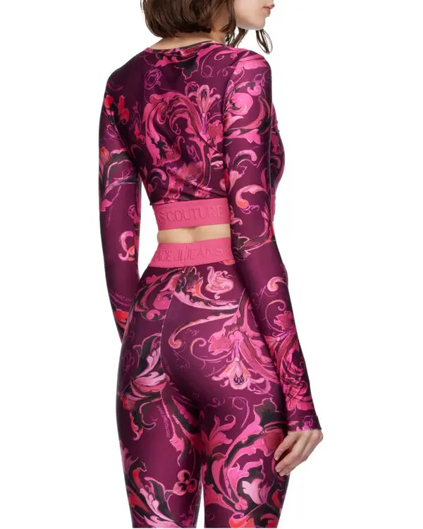 Versace Logo-band Cropped Long Sleeve Top - Red