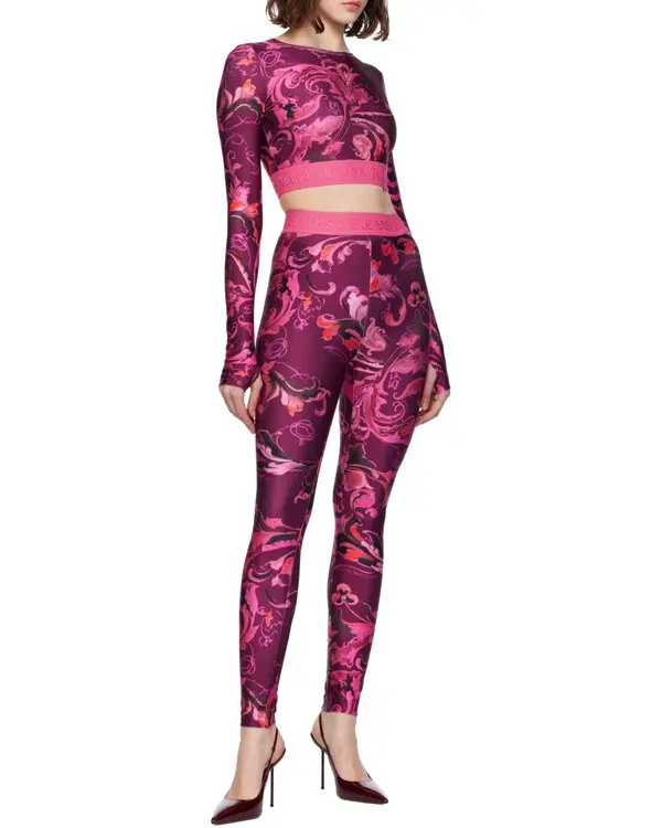 Versace Logo-band Cropped Long Sleeve Top - Red