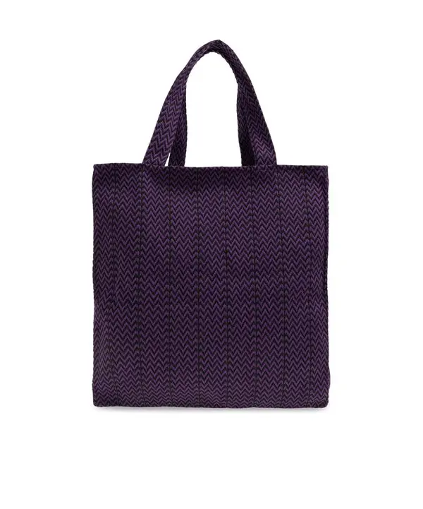 LANVIN Logo Embroidered Woven Tote Bag