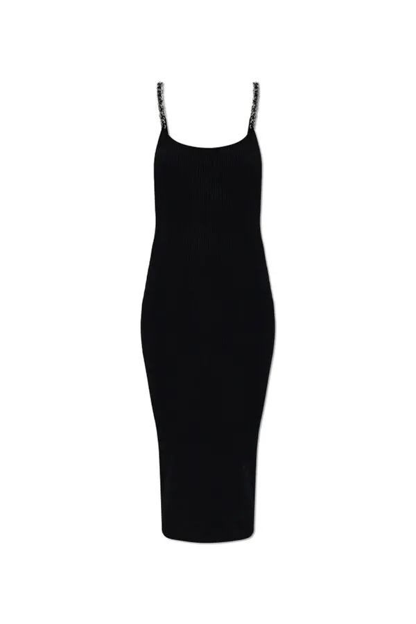 Michael Kors Ribbed Chain-strap Midi Dress - Black