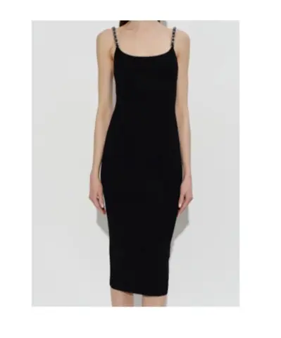 Michael Kors Ribbed Chain-strap Midi Dress - Black
