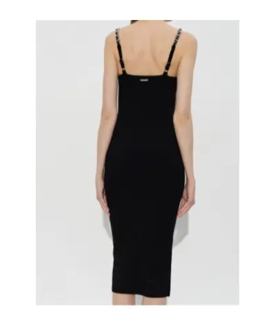 Michael Kors Ribbed Chain-strap Midi Dress - Black