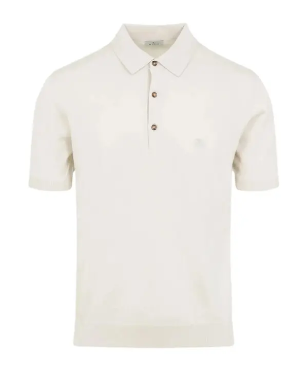 Etro Logo Embroidered Short-sleeved Polo Shirt - White