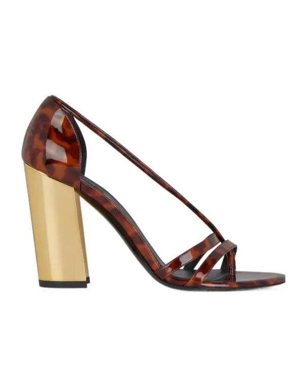 Givenchy Block Heeled Sandals In Tortoise Shell Patent Leather