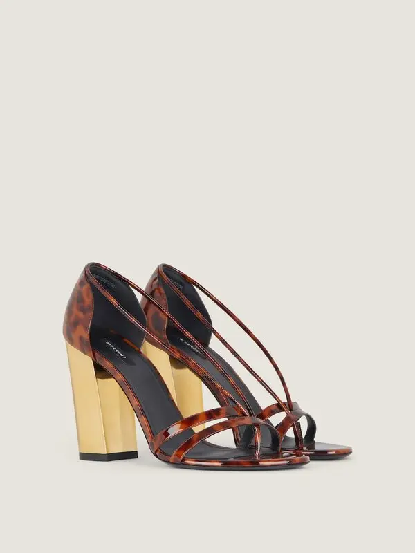 Givenchy Block Heeled Sandals In Tortoise Shell Patent Leather