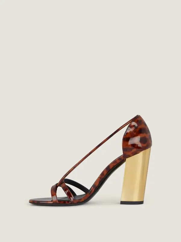 Givenchy Block Heeled Sandals In Tortoise Shell Patent Leather