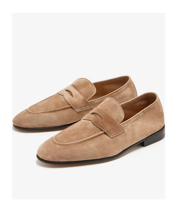 Brunello Cucinelli Almond Toe Slip-on Loafers - Brown
