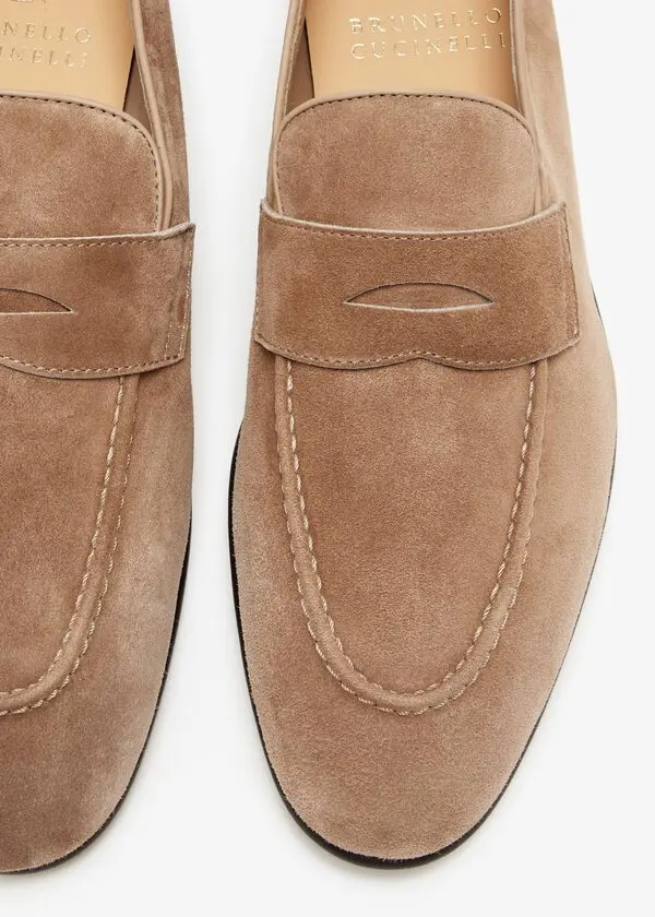 Brunello Cucinelli Almond Toe Slip-on Loafers - Brown