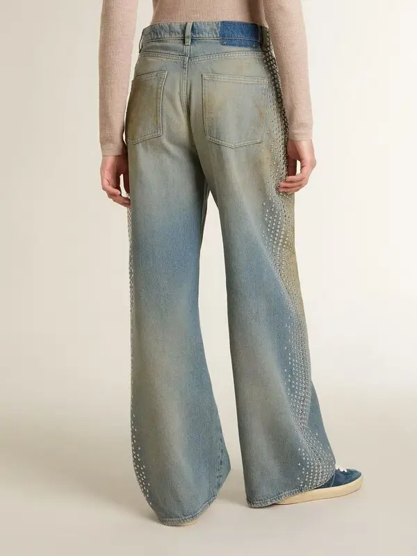 GOLDEN GOOSE Wide-leg Distressed Embellished Jeans