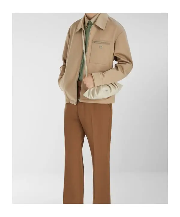Fendi Ff Logo Plaque Zip-up Blouson - Beige