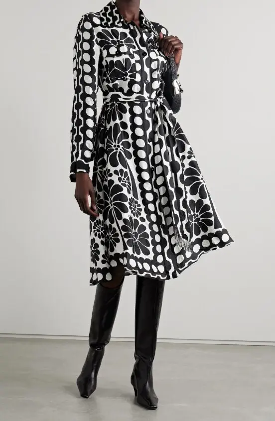 Farm Rio Graphic Print Long Sleeve Midi Dress