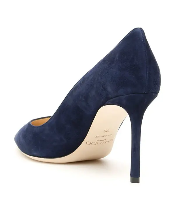 JIMMY CHOO Romy 85 Suede Pointed High Heel Pumps - Blue