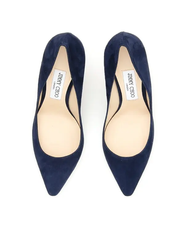 JIMMY CHOO Romy 85 Suede Pointed High Heel Pumps - Blue