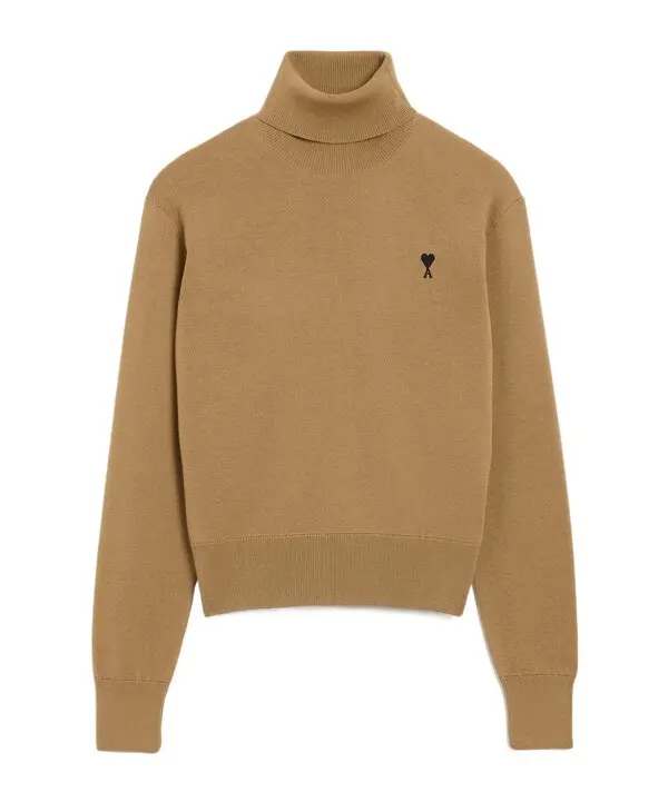 Ami De Coeur Roll Neck Sweater - Camel/black