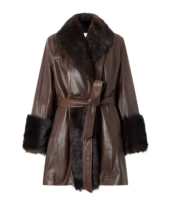 Nour Hammour Carmen Belted Shearling Jacket