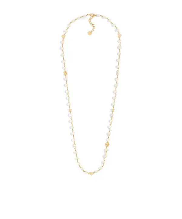 Dior Long Pearl Necklace With Charms - White