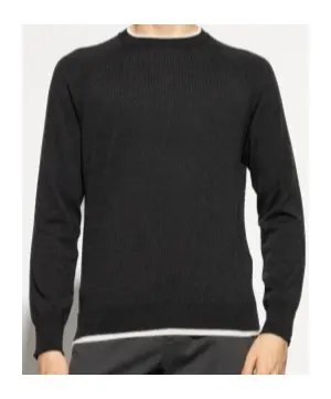 Eleventy Contrasting Trim Sweater - Black