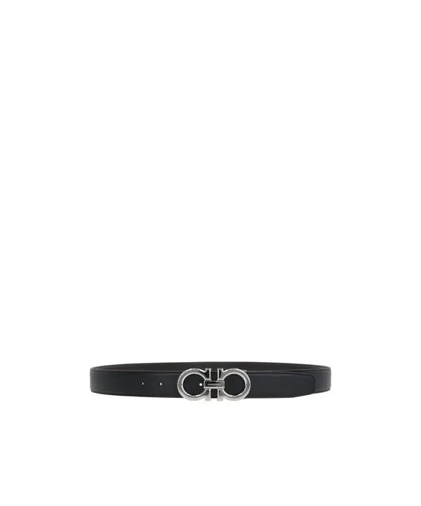 FERRAGAMO Adjustable Waist Belt With Logo Buckle - Black