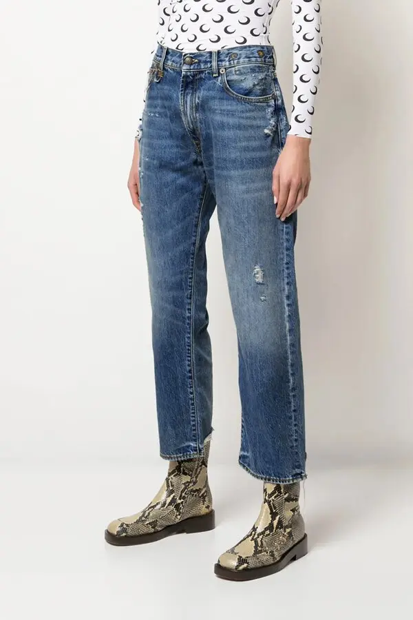R13 Belt-loop Jeans With Distressed Details - Blue