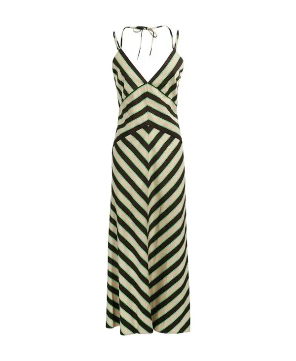 MSGM Chevron Print V-neck Maxi Dress - Black