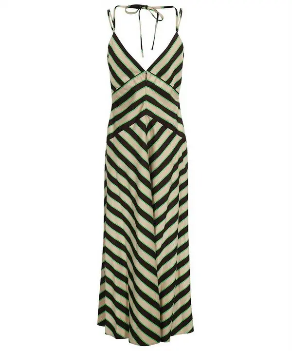 MSGM Chevron Print V-neck Maxi Dress