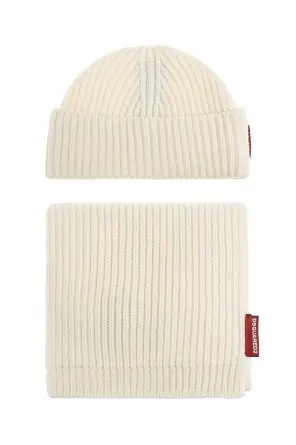 Dsquared2 Ribbed-knit Beanie And Scarf Set - Off White