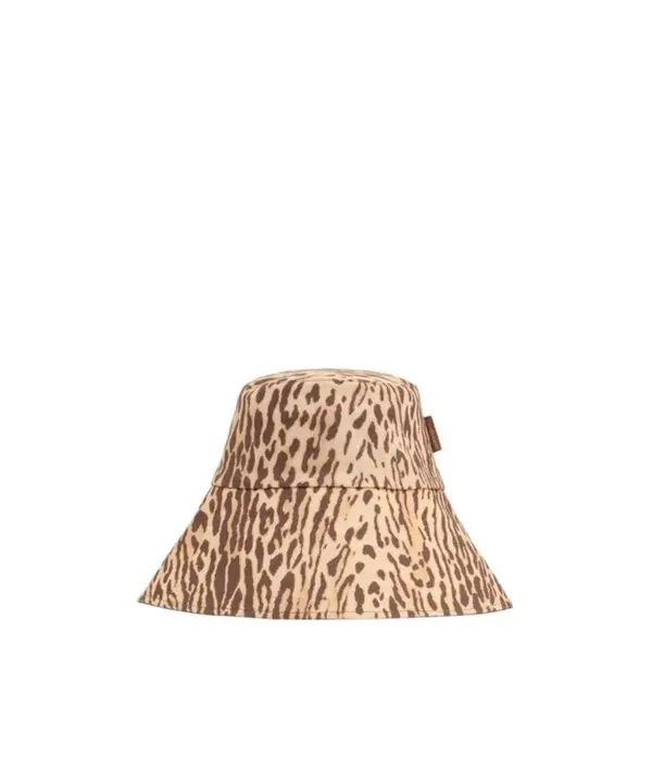 Zimmermann Printed Long Brim Bucket Hat - Tan-leopard