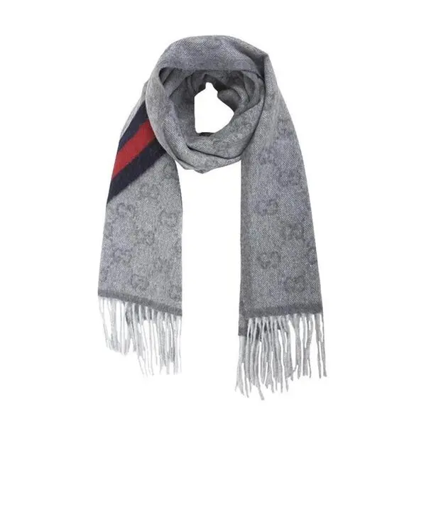 Gucci Double G Double-sided Knitted Scarf - Grey