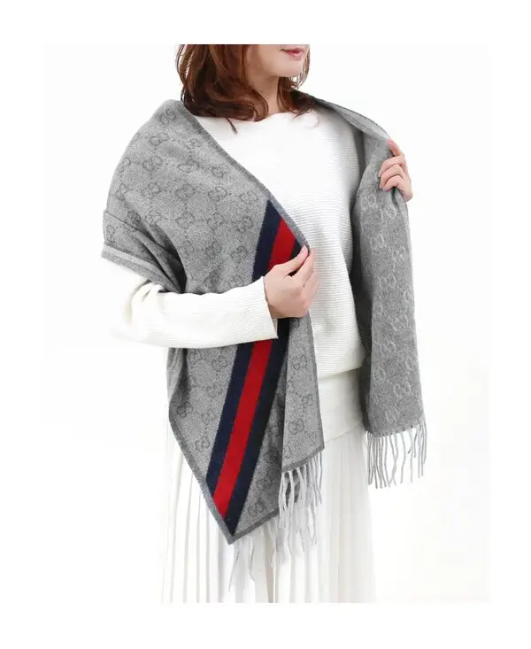 Gucci Double G Double-sided Knitted Scarf - Grey