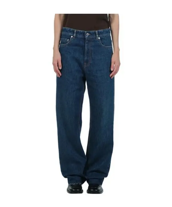 Miu Miu Logo-embroidered Straight Leg Jeans - Blue