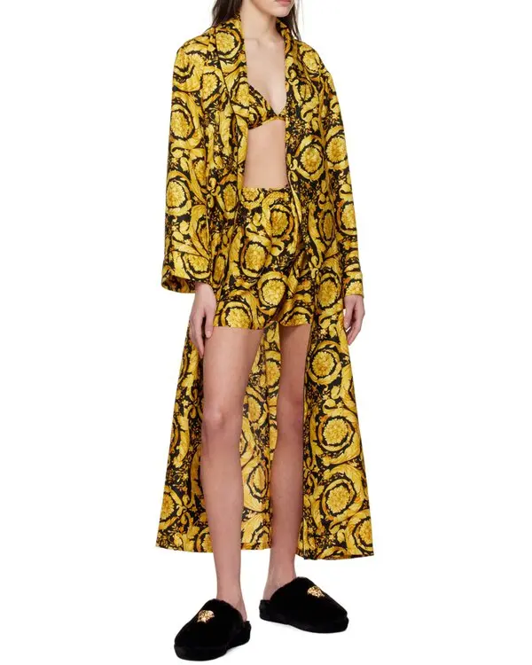 Versace Medusa Plaque Fur Slippers