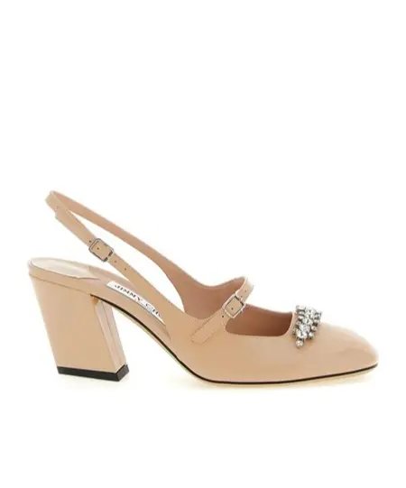 JIMMY CHOO Belinda Embellished Square Toe Slingbacks - Pink