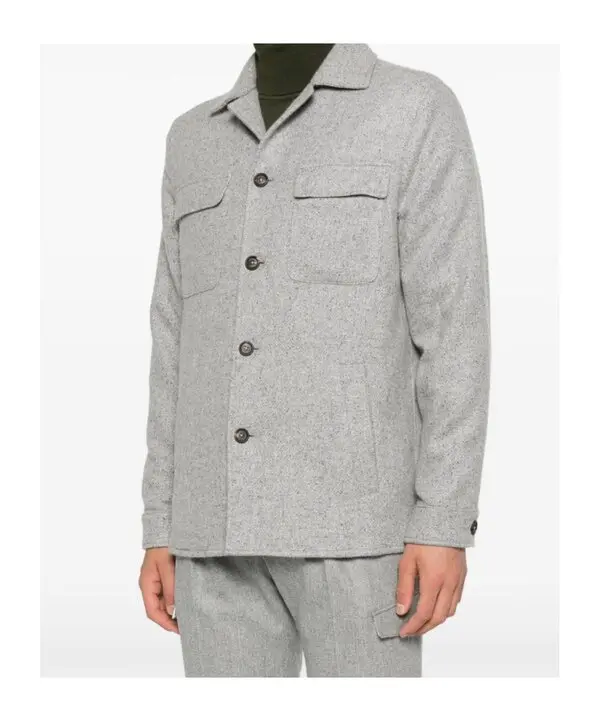 Eleventy Jacket With Pointed Collar And Button-down Front - Gray