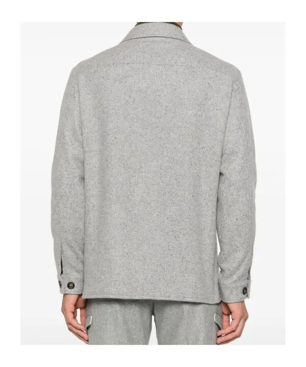 Eleventy Jacket With Pointed Collar And Button-down Front - Gray