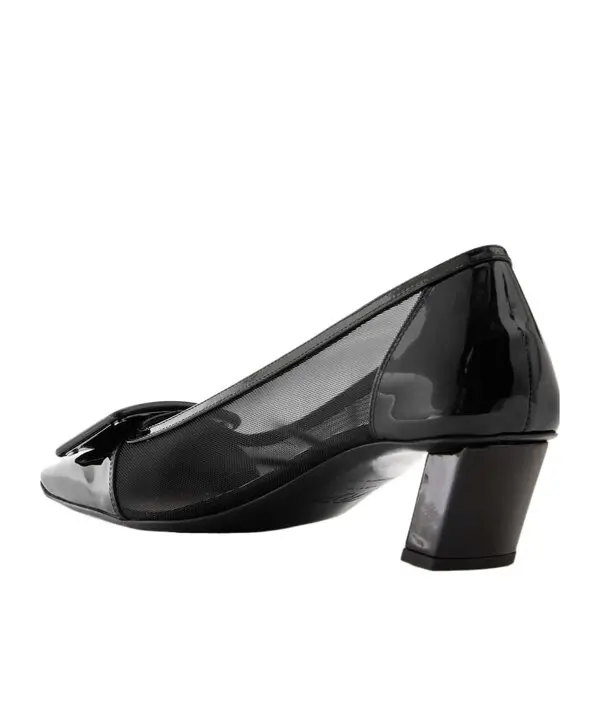 ROGER VIVIER Belle Vivier Pumps In Patent Leather And Nylon Mesh With Buckle Detail